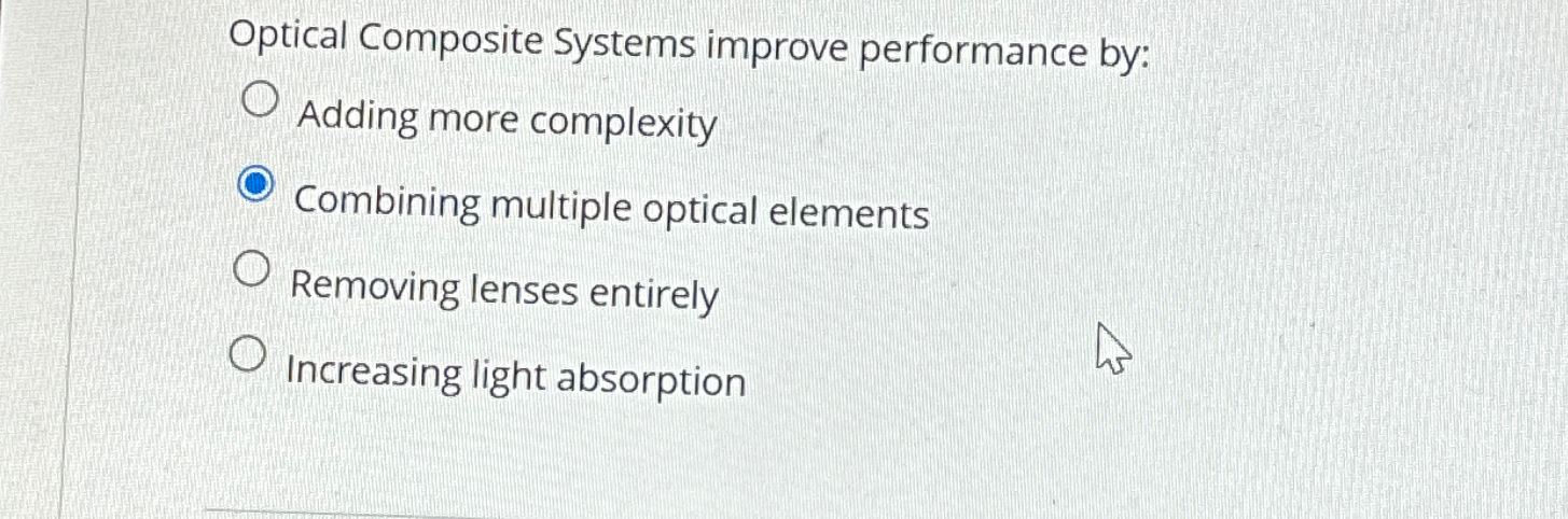 Solved Optical Composite Systems improve performance | Chegg.com