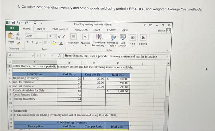 Solved FORMULAS REQUIRED FOR EXCEL. please complete the | Chegg.com