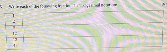 Solved (6F 5. Write each of the following fractions in | Chegg.com