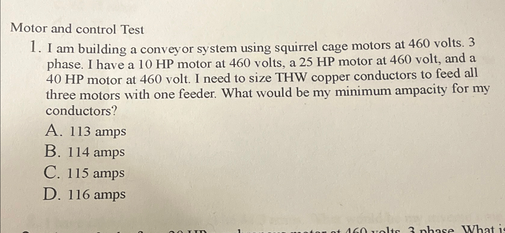 Solved Motor and control TestI am building a conveyor system | Chegg.com