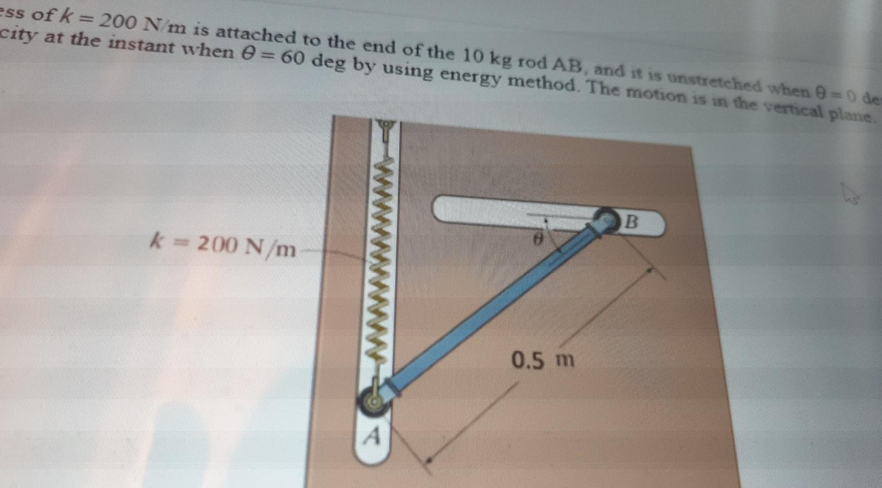 Solved As shown below, A spring having a stiffness of k = | Chegg.com