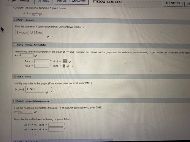Solved Part 4 ﻿with the end behaviorConsider the rational | Chegg.com