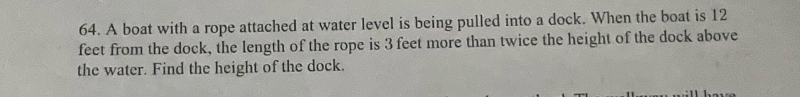 Solved A boat with a rope attached at water level is being | Chegg.com