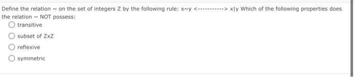 Solved Define the relation ∼ on the set of integers z by the | Chegg.com