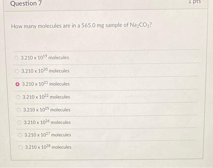 Solved How many molecules are in a 565.0mg sample of Na2CO3 | Chegg.com