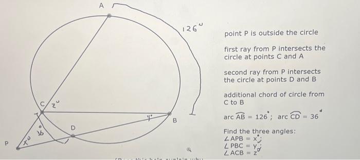 Solved point P is outside the circle first ray from P | Chegg.com