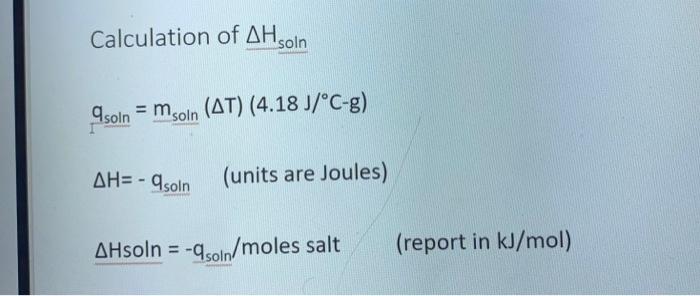 Recorded DataRecorded DataCalculation of ΔHsoln | Chegg.com
