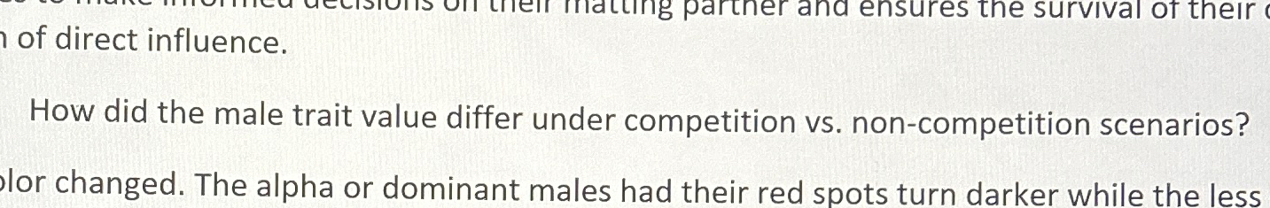 Solved How did the male trait value differ under competition | Chegg.com