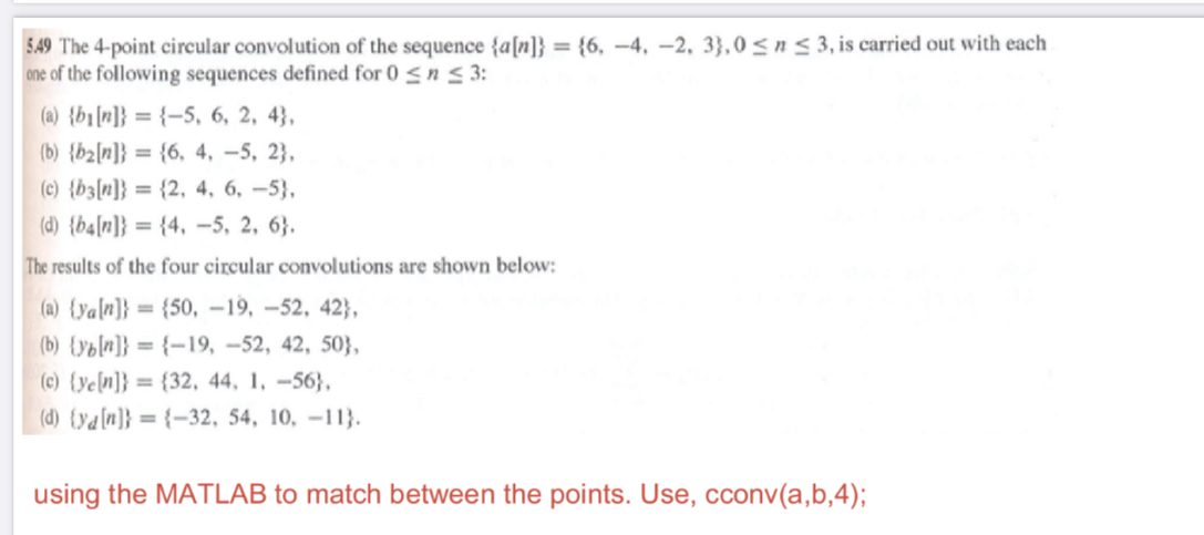 Solved 5.49 ﻿The 4-point circular convolution of the | Chegg.com