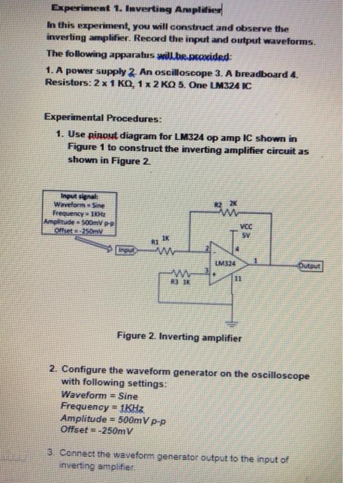 Solved Experiment 1. Inverting Amplifier In this experiment, | Chegg.com