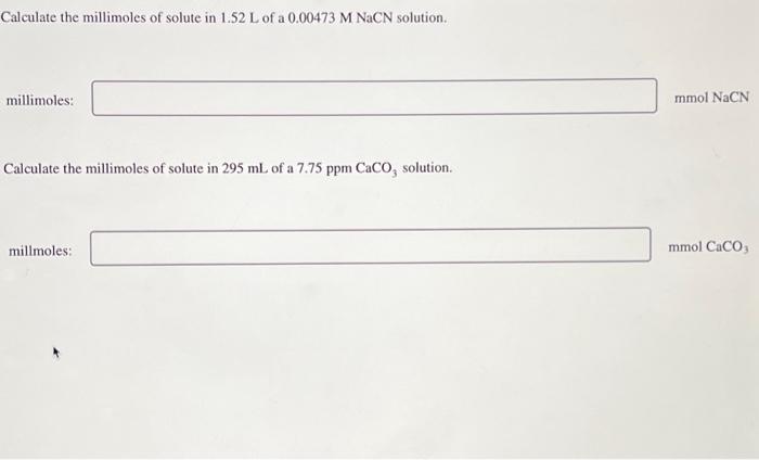 Solved Calculate the millimoles of solute in 1.52 L of a | Chegg.com