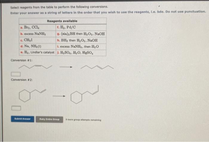 Solved Select reagents from the table to perform the | Chegg.com