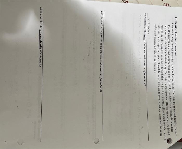 Solved Mata table 121II. Density of Saltwater Solutions Do | Chegg.com