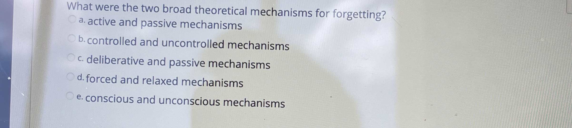 Solved What were the two broad theoretical mechanisms for | Chegg.com