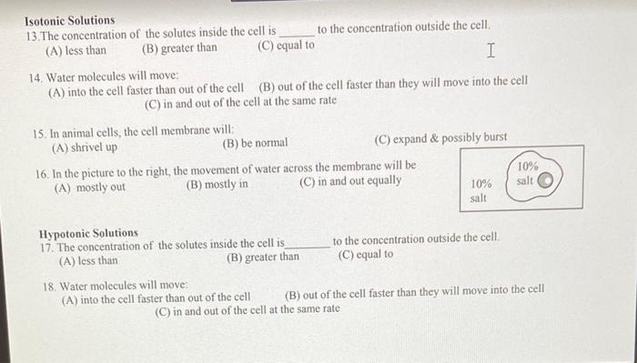 Solved Osmosis \& Diffusion Review Sheet Name: 1. The cell | Chegg.com