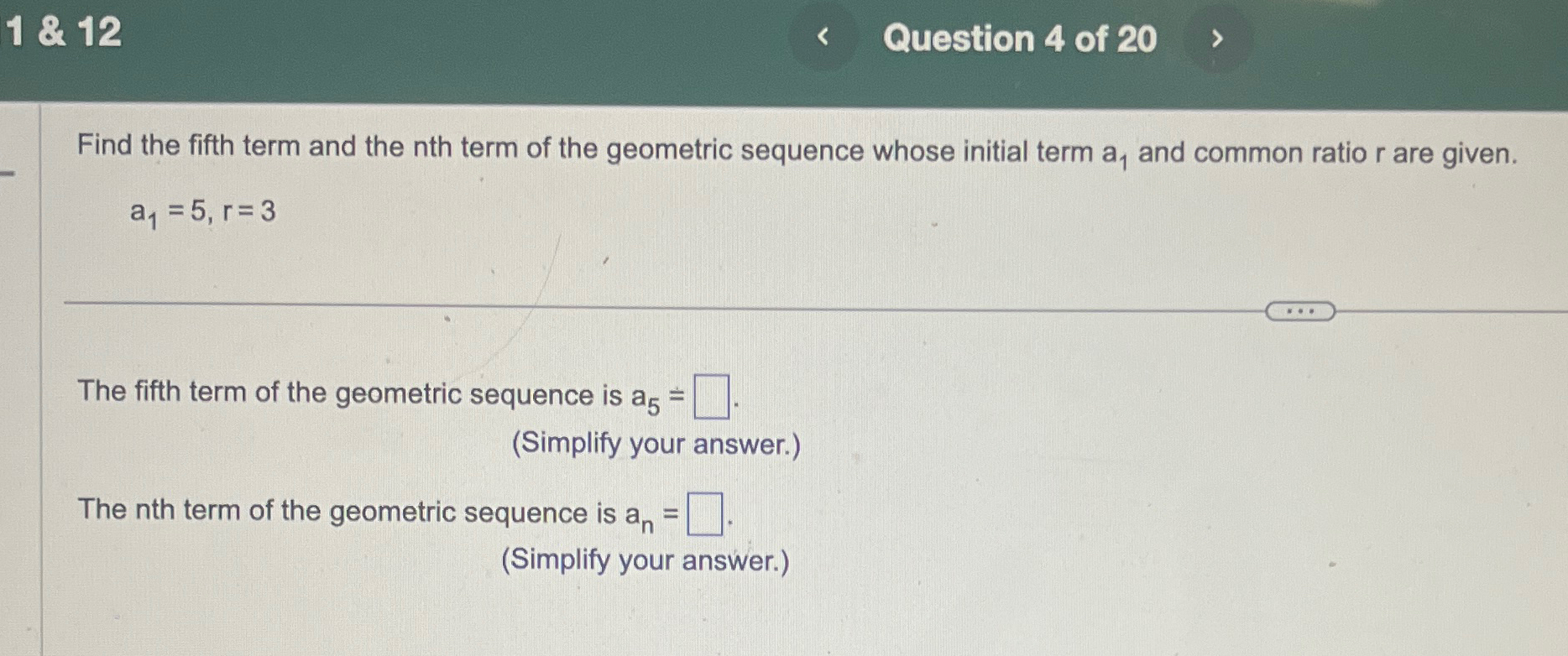Solved Find the fifth term and the nth term of the geometric | Chegg.com