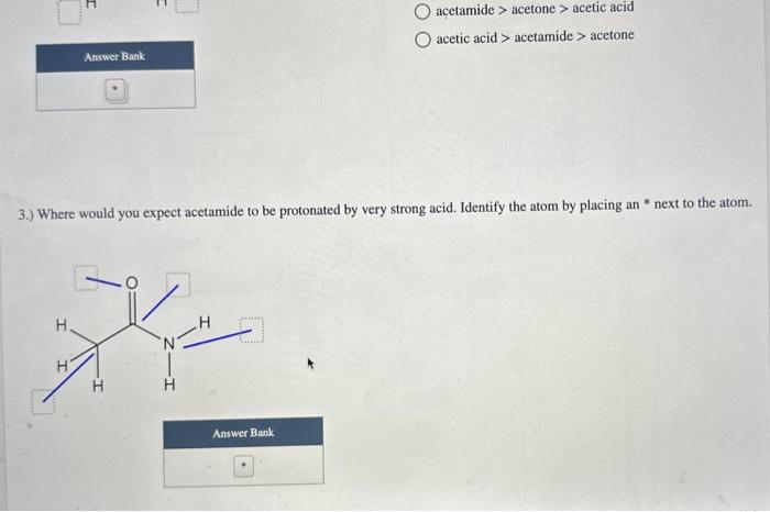 Solved The structure of acetamide is shown. 1.) Identify the | Chegg.com