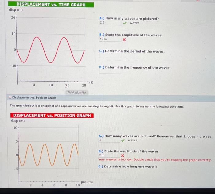 Solved DISPLACEMENT vS. TIME GRAPH disp (m) A.) How many | Chegg.com