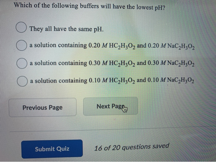 Solved Which of the following buffers will have the lowest | Chegg.com