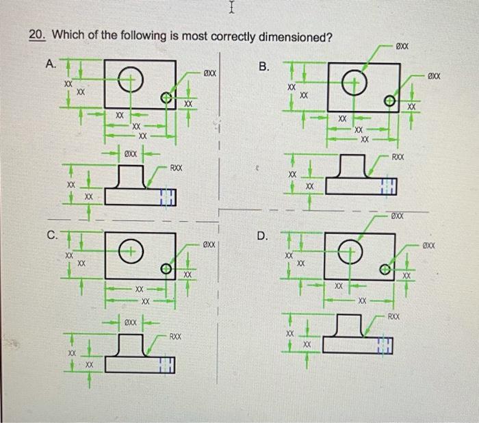 Solved 10. Select the most properly dimensioned object. A B. | Chegg.com