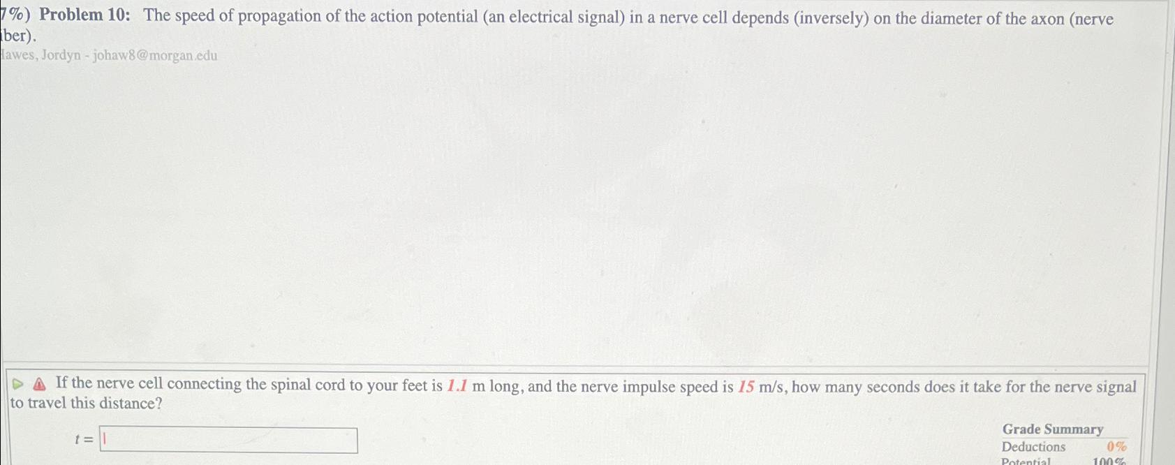 Solved 7%) ﻿Problem 10: The speed of propagation of the | Chegg.com