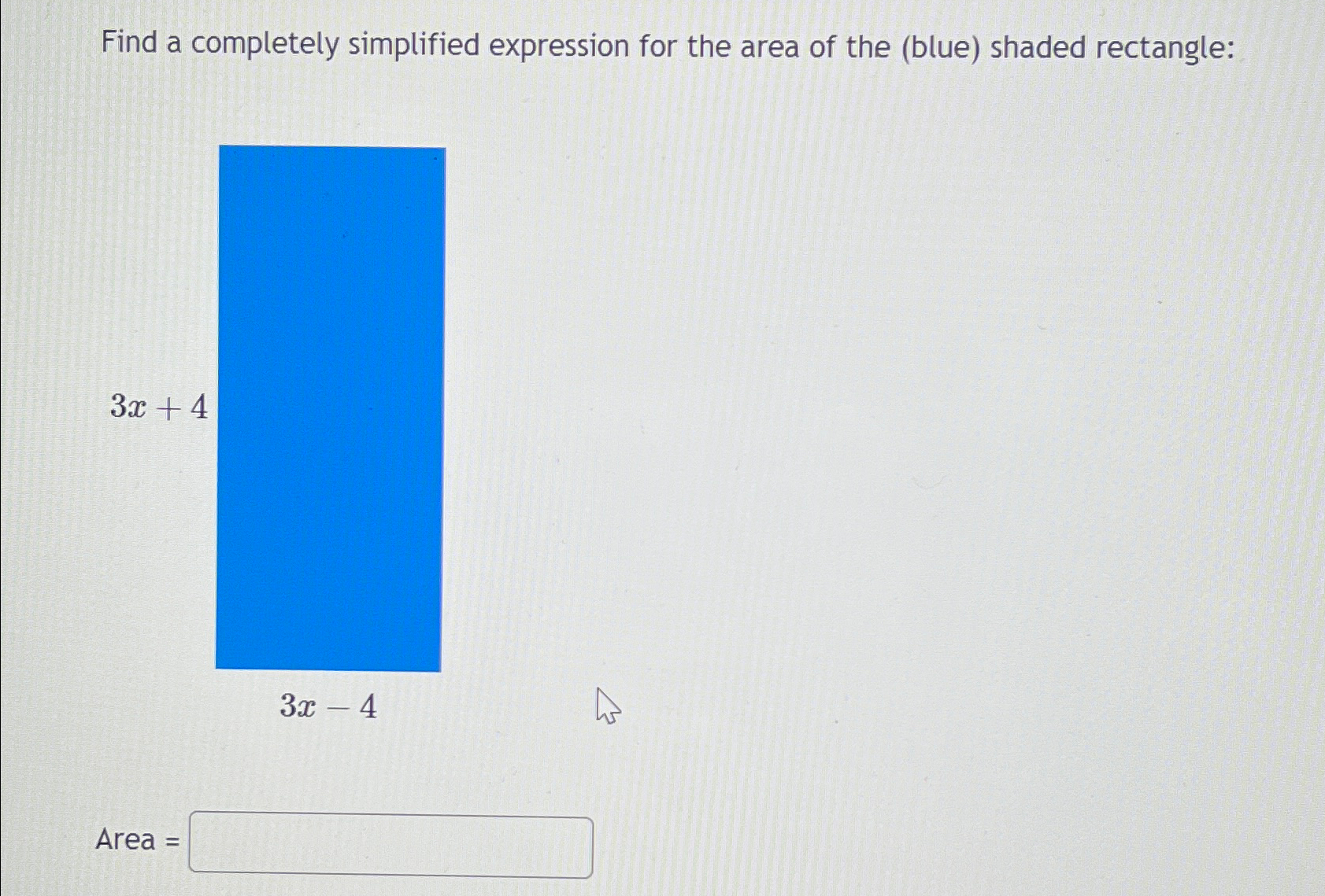 Solved Find a completely simplified expression for the area | Chegg.com