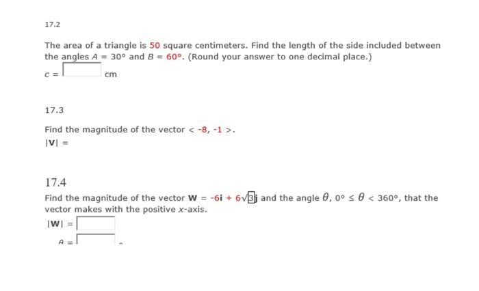 Solved The area of a triangle is 50 square centimeters. Find | Chegg.com