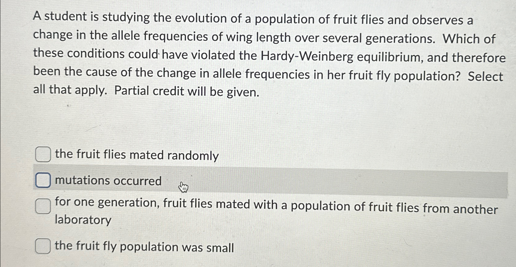 Solved A student is studying the evolution of a population | Chegg.com