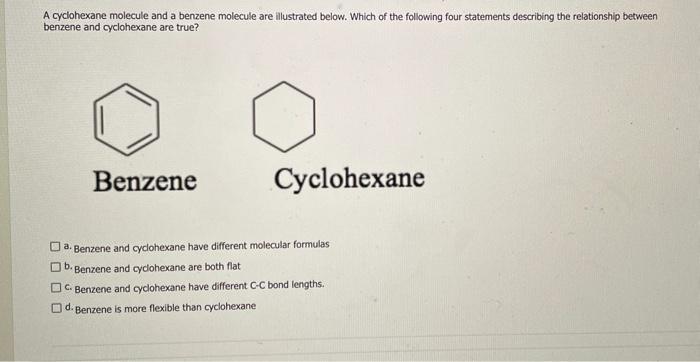 Solved A cyclohexane molecule and a benzene molecule are | Chegg.com