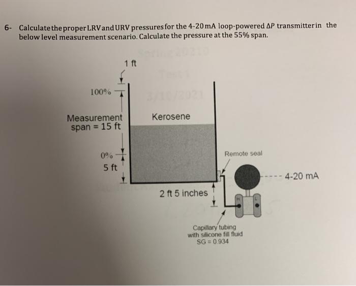 Solved 6- Calculate the proper LRV and URV pressures for the | Chegg.com