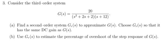 Solved 3. Consider the third-order system | Chegg.com
