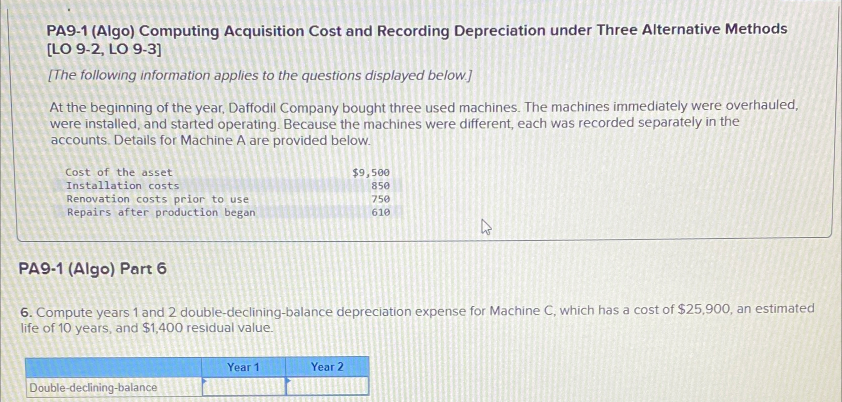 Solved PA9-1 (Algo) ﻿Computing Acquisition Cost and | Chegg.com