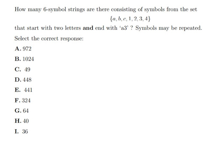 Solved How many 6-symbol strings are there consisting of | Chegg.com