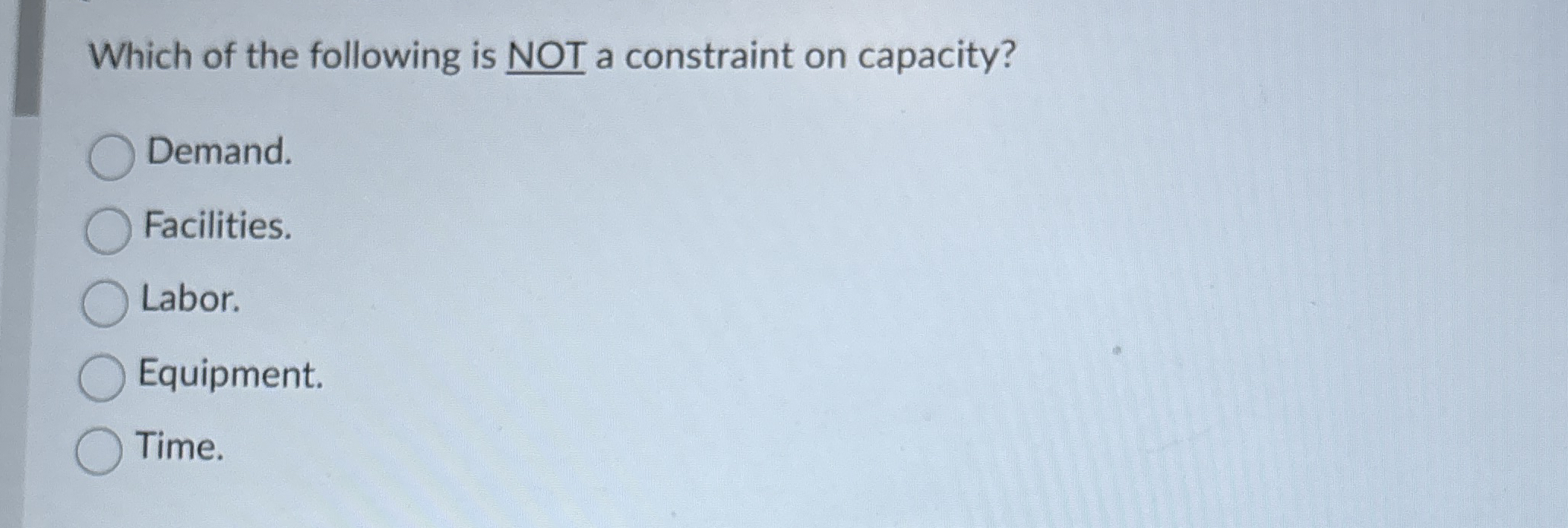 High Quality SOLUTION Which of the following is NOT a constraint on | Chegg.com