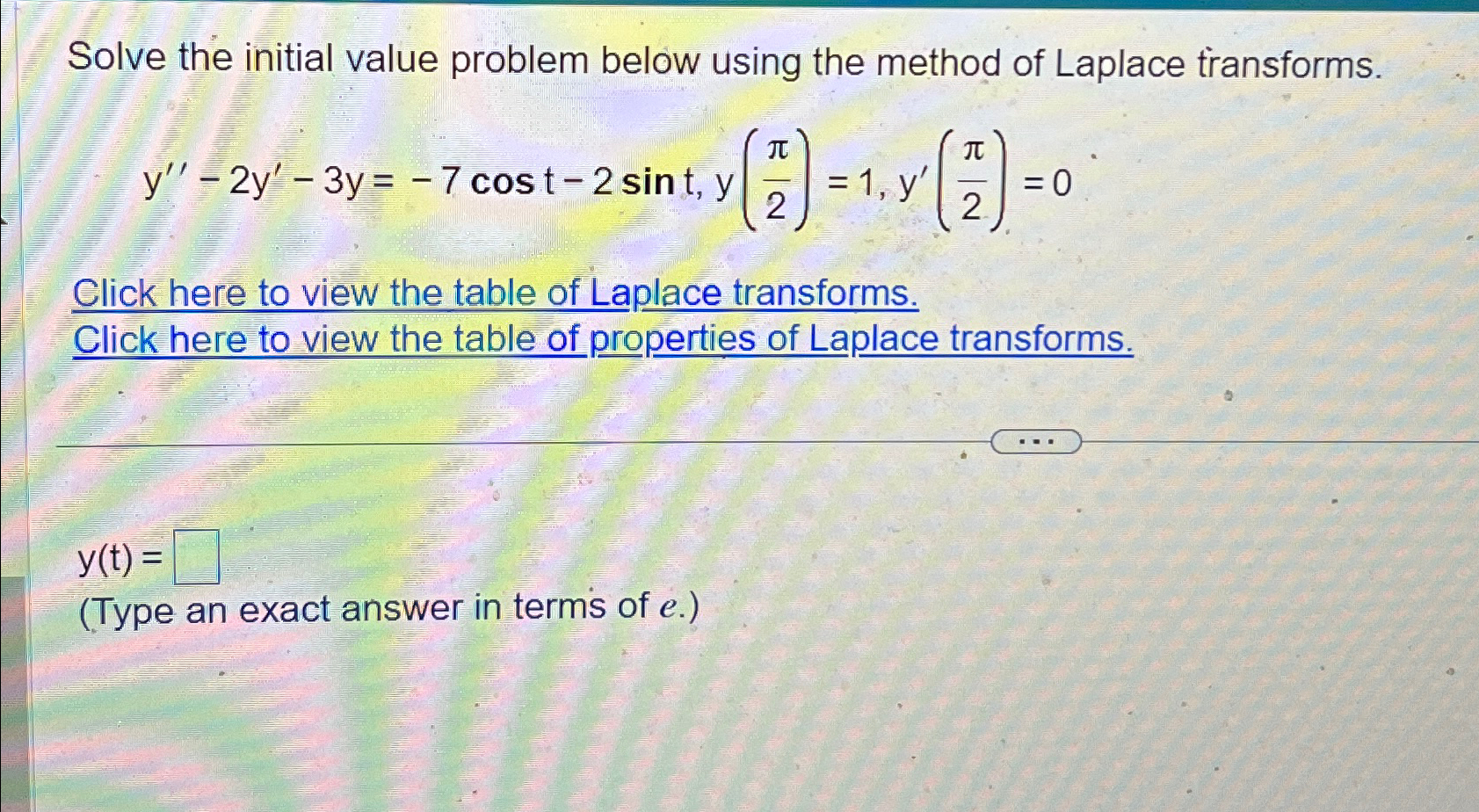 Solved Solve the initial value problem below using the | Chegg.com