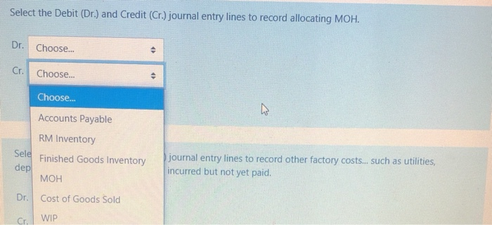 Solved Select the Debit (Dr.) and Credit (Cr.) journal entry | Chegg.com