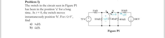 Solved Problem 1) The switch in the circuit seen in Figure | Chegg.com