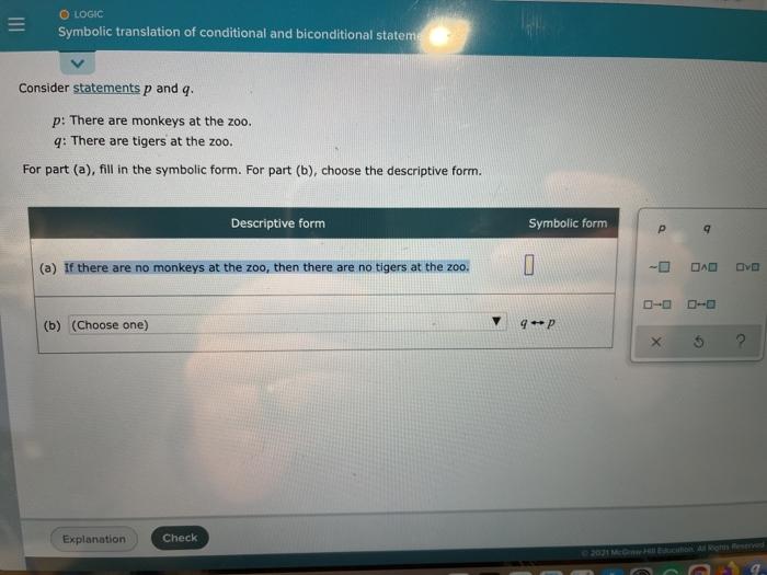 Solved O LOGIC Symbolic translation of conditional and | Chegg.com