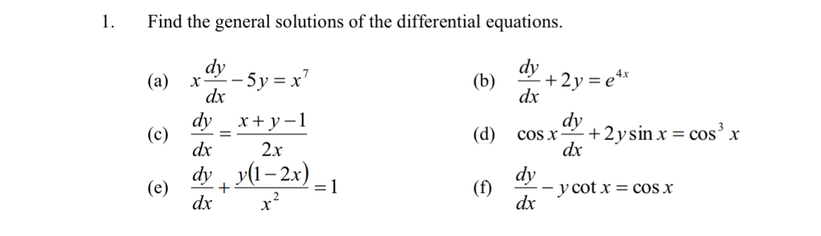 Solved Find the general solutions of the differential | Chegg.com