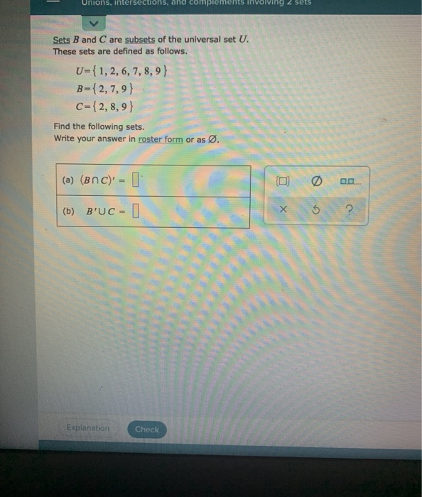 Solved Unions, intersections, and compleme nvolving 2 sets | Chegg.com