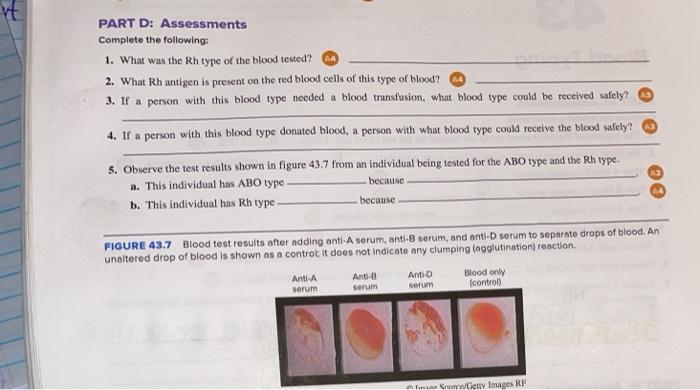 Solved rt PART D: Assessments Complete the following: 1. | Chegg.com