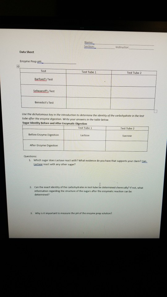 Solved Name: Section: Instructor: Pre-Lab Questions Define | Chegg.com