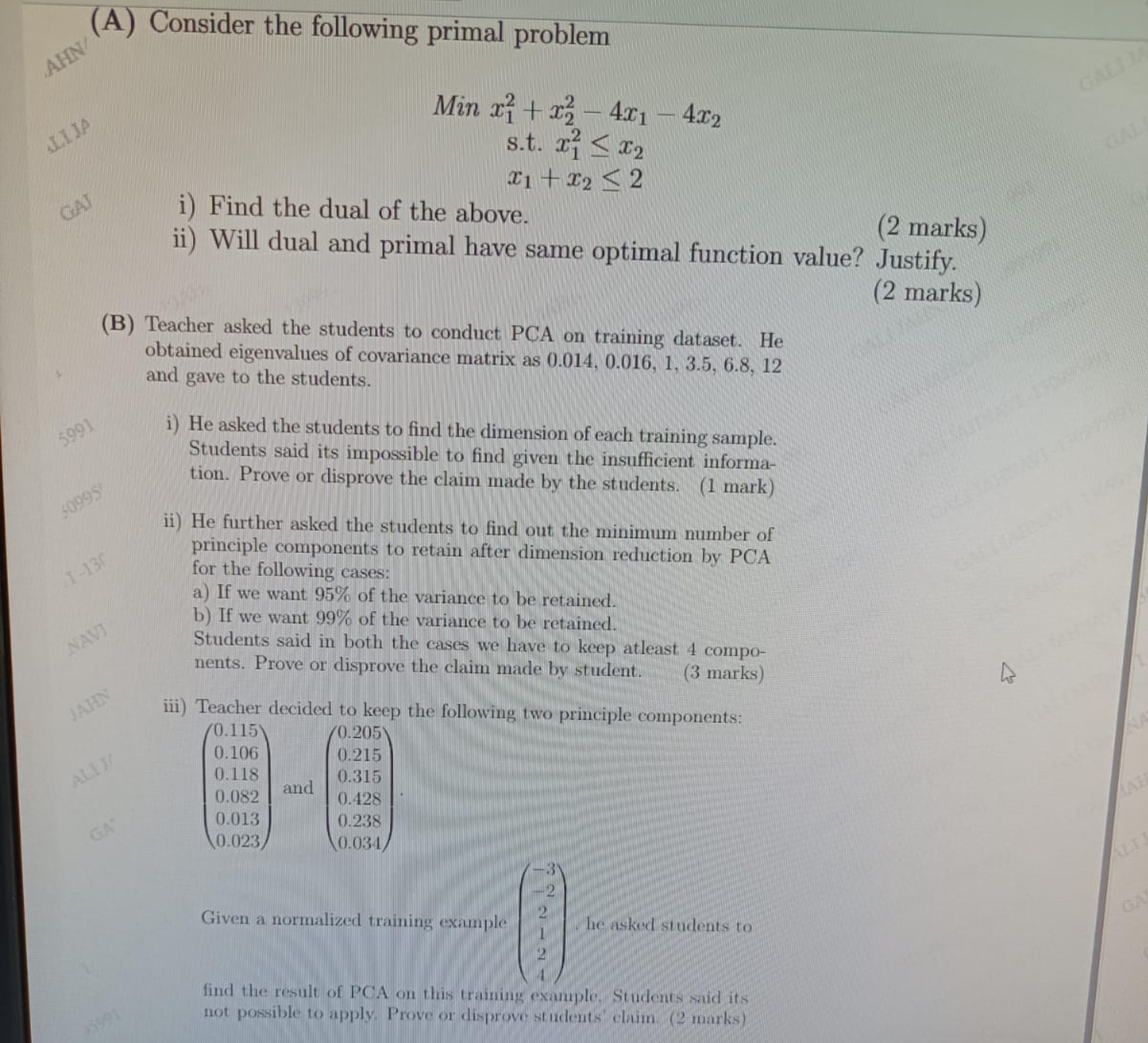 Solved (A) ﻿Consider the following primal problemMin | Chegg.com