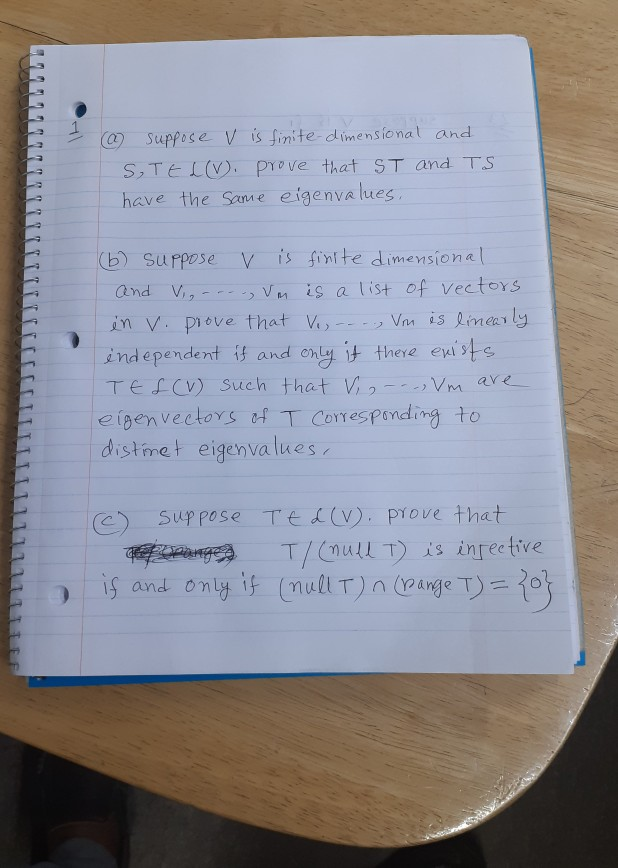 Solved (@ suppose V is finite-dimensional and S,TEL (V). | Chegg.com