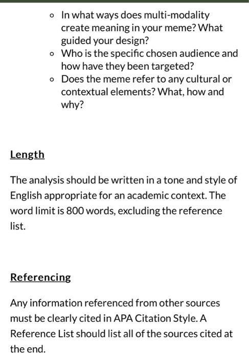 please create the multi-modal meme and write an 800 | Chegg.com