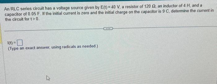 Solved An RLC series circuit has a voltage source given by | Chegg.com