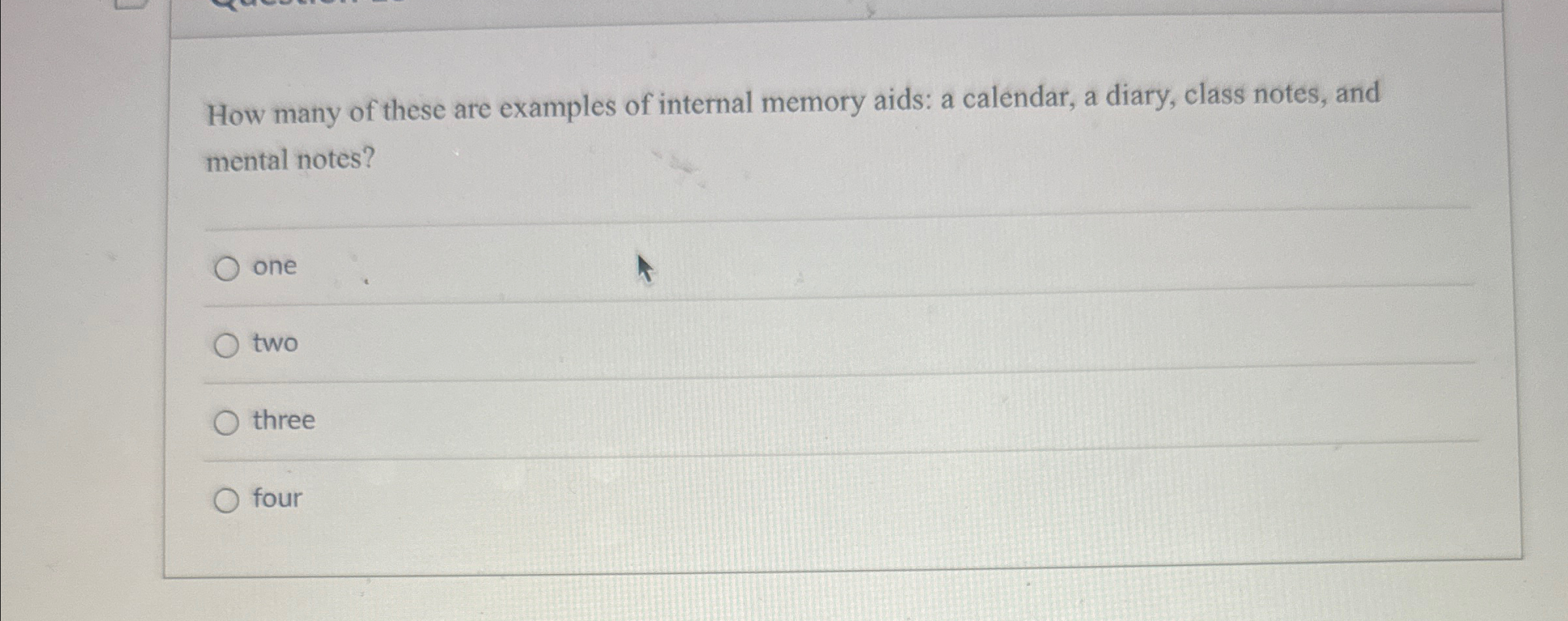Solved How many of these are examples of internal memory | Chegg.com