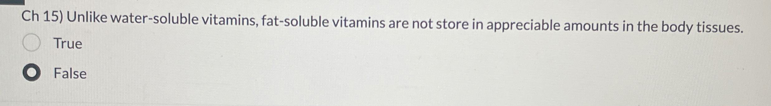 Solved Ch 15) ﻿Unlike water-soluble vitamins, fat-soluble | Chegg.com