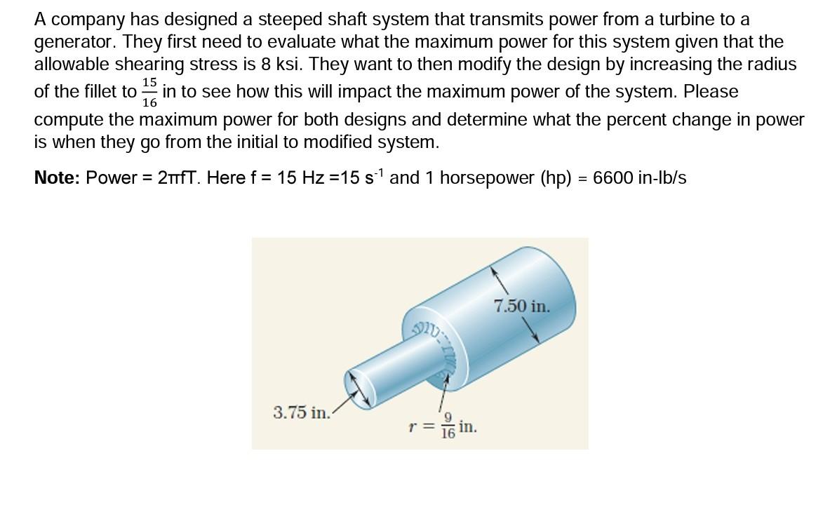 Solved A company has designed a steeped shaft system that | Chegg.com
