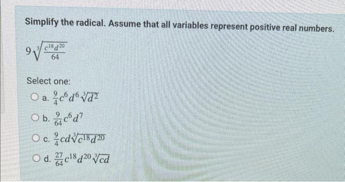 Solved Simplify the radical. Assume that all variables | Chegg.com